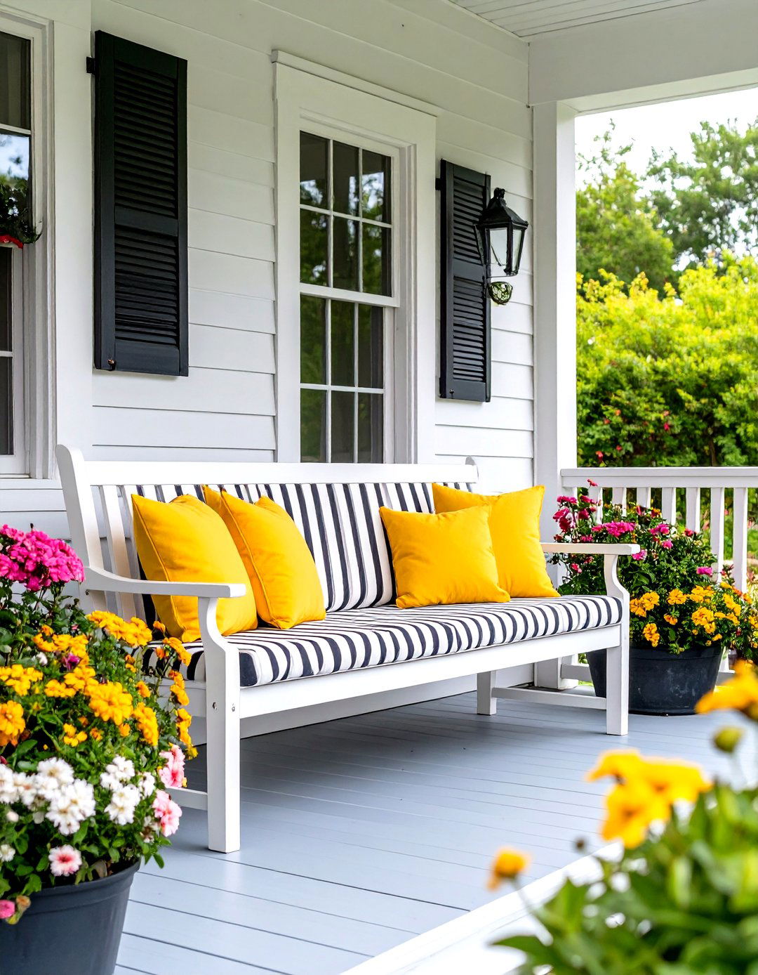 30 Cozy Front Porch Bench Ideas for Your Entryway - We Love Home Blog