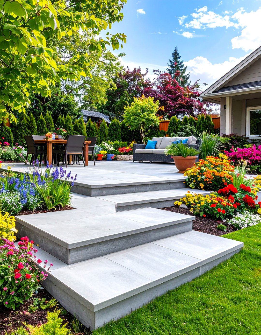 30 Modern Backyard Concrete Patio Ideas for Your Home - We Love Home Blog