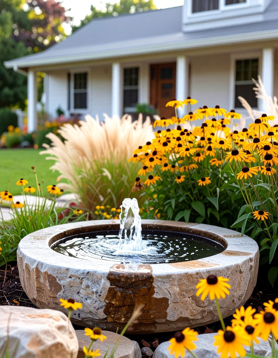 30 Small Front Yard Fountain Ideas for a Serene Entryway - We Love Home ...