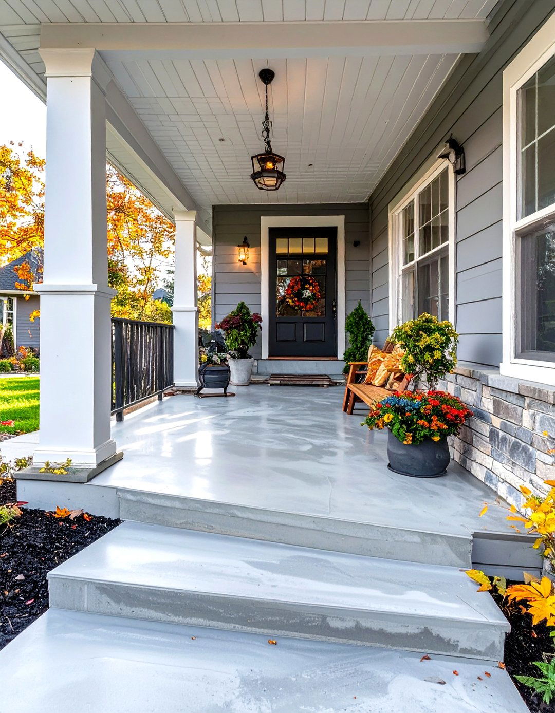 30 Small Concrete Front Porch Ideas for a Modern Home - We Love Home Blog