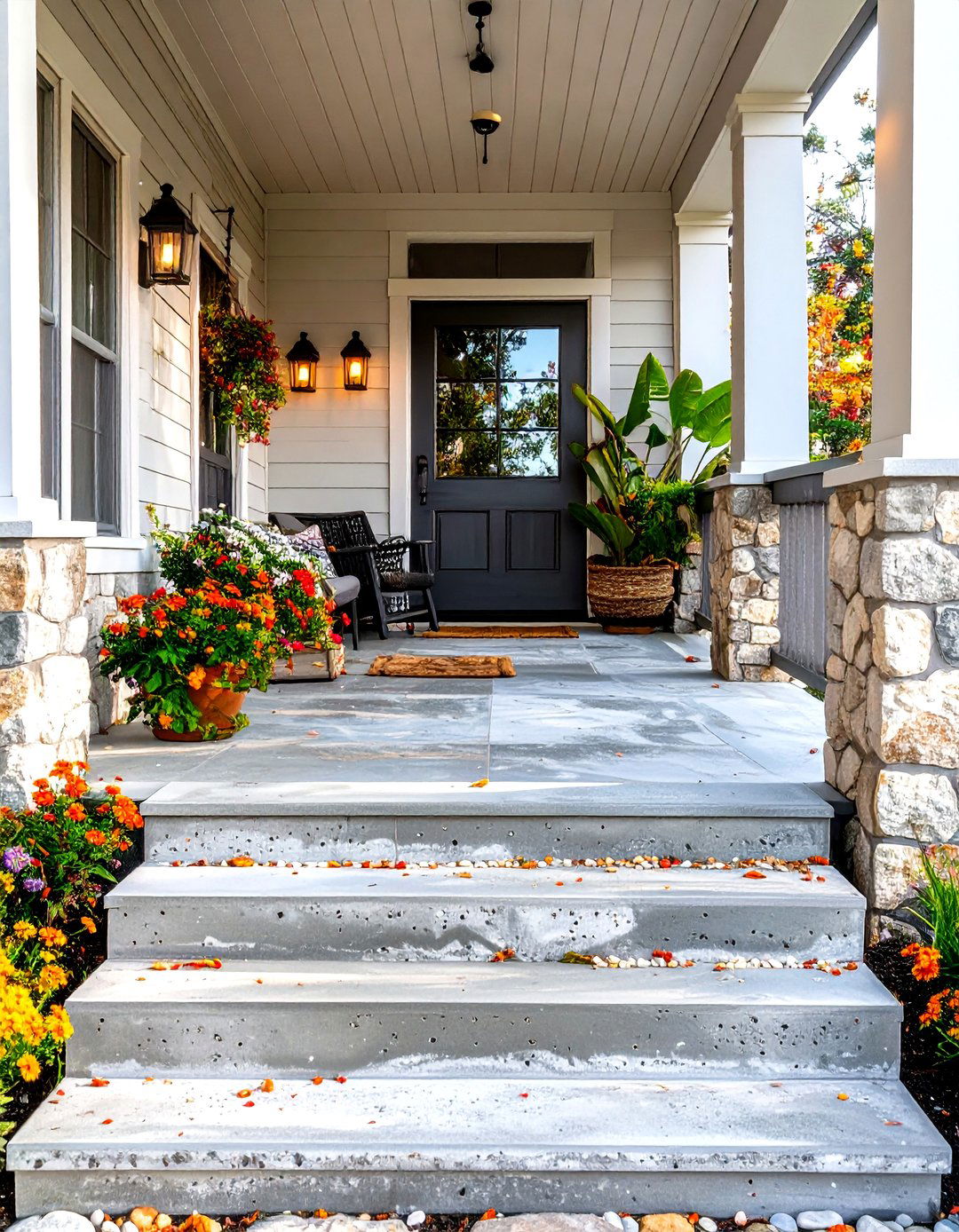 30 Small Concrete Front Porch Ideas for a Modern Home - We Love Home Blog